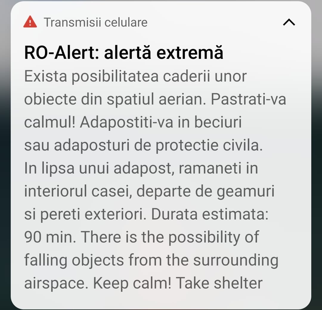 Autoritățile au emis un mesaj RO-Alert de avertizare a populației din ...