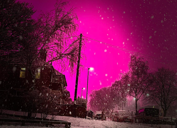 The Goretti storm painted the sky in Birmingham a bright pink, due to ...