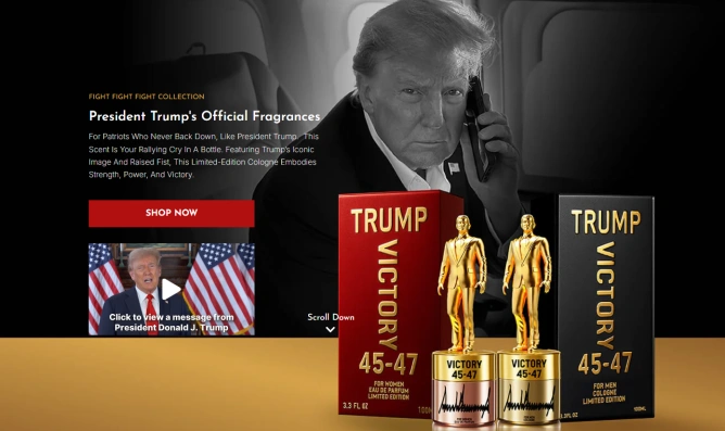 Donald Trump a anunțat lansarea parfumului „Victory 45-47” pe platforma ...